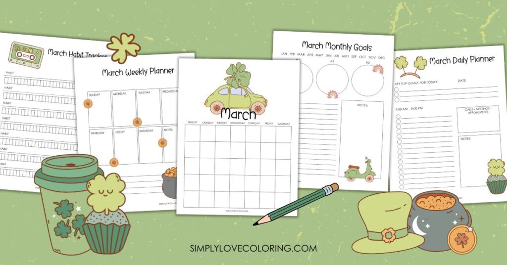 March Planner Printables (Free PDF Downloads) - Simply Love Coloring