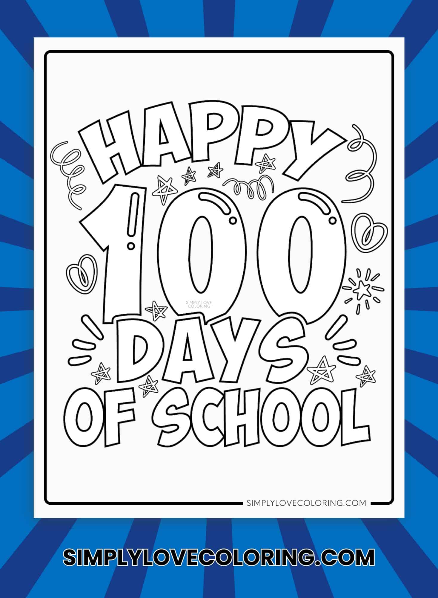 100th Day of School Coloring Pages (Free PDF Printables) - Simply Love ...