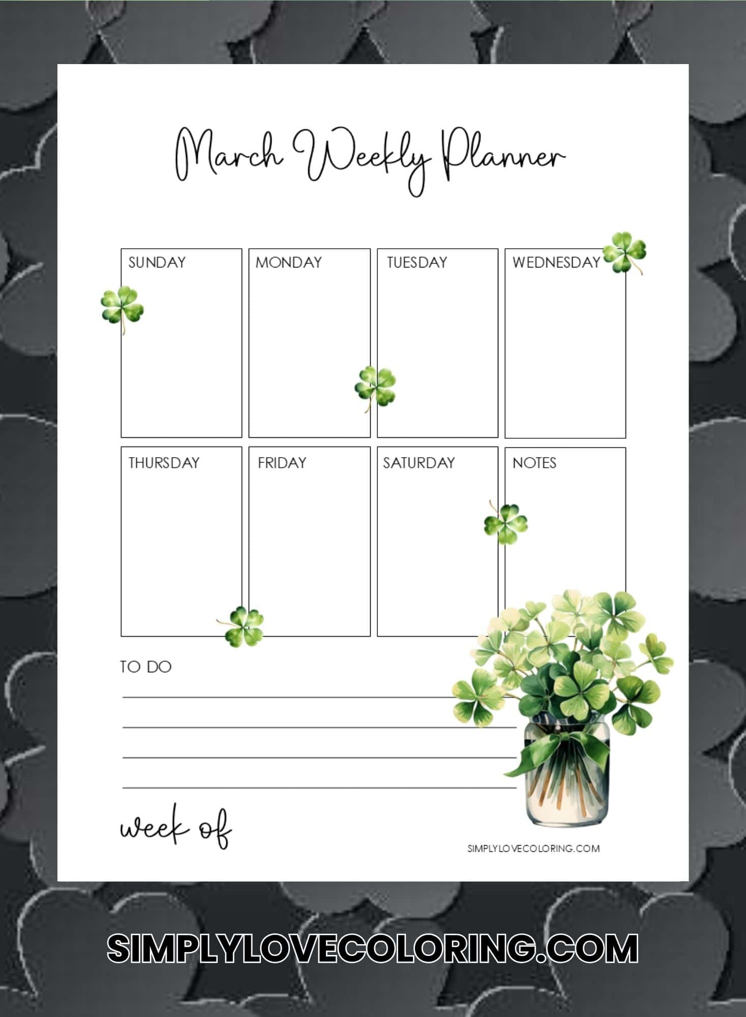 March Planner Printables (Free PDF Downloads) - Simply Love Coloring