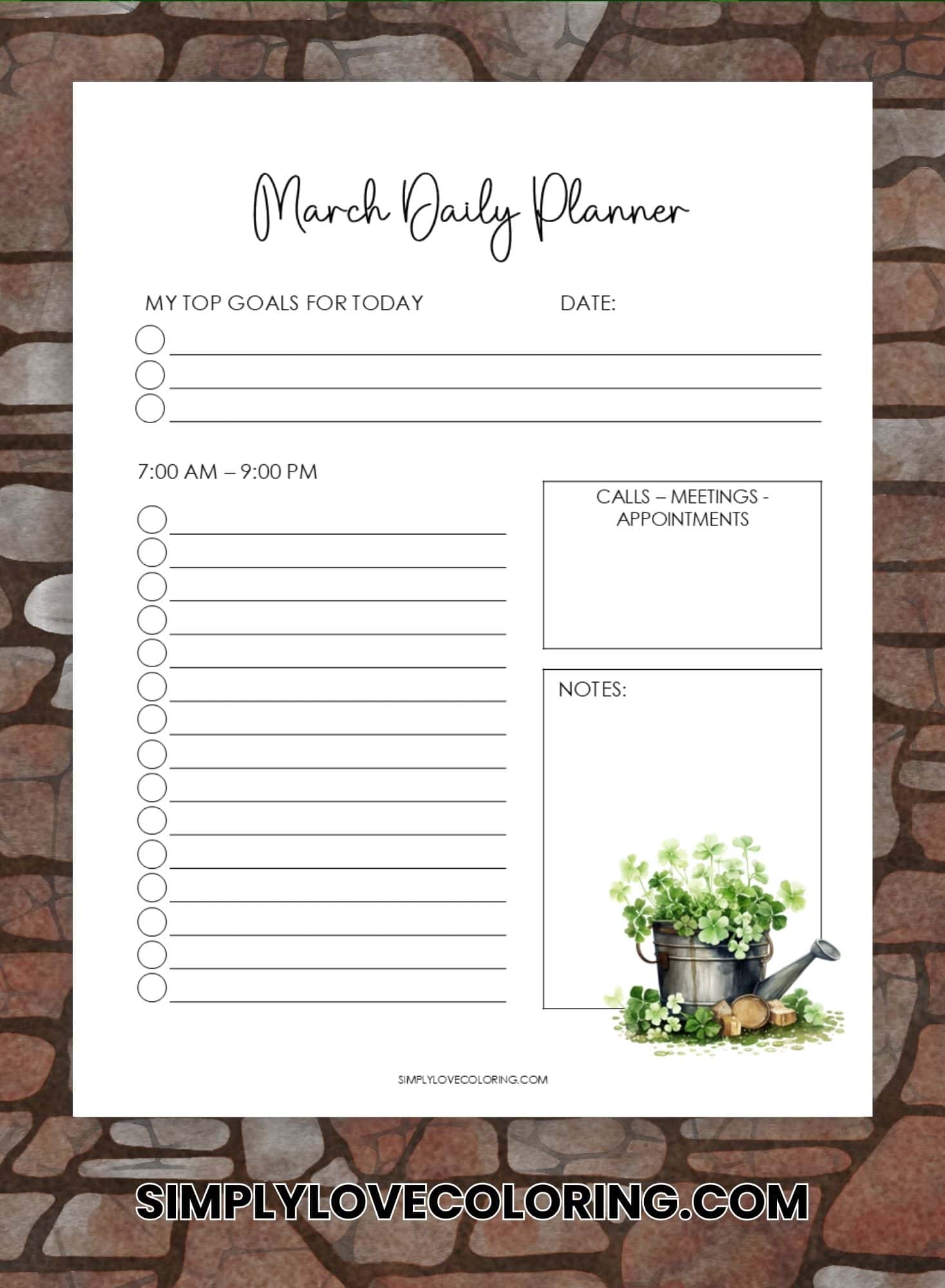 March Planner Printables (Free PDF Downloads) - Simply Love Coloring