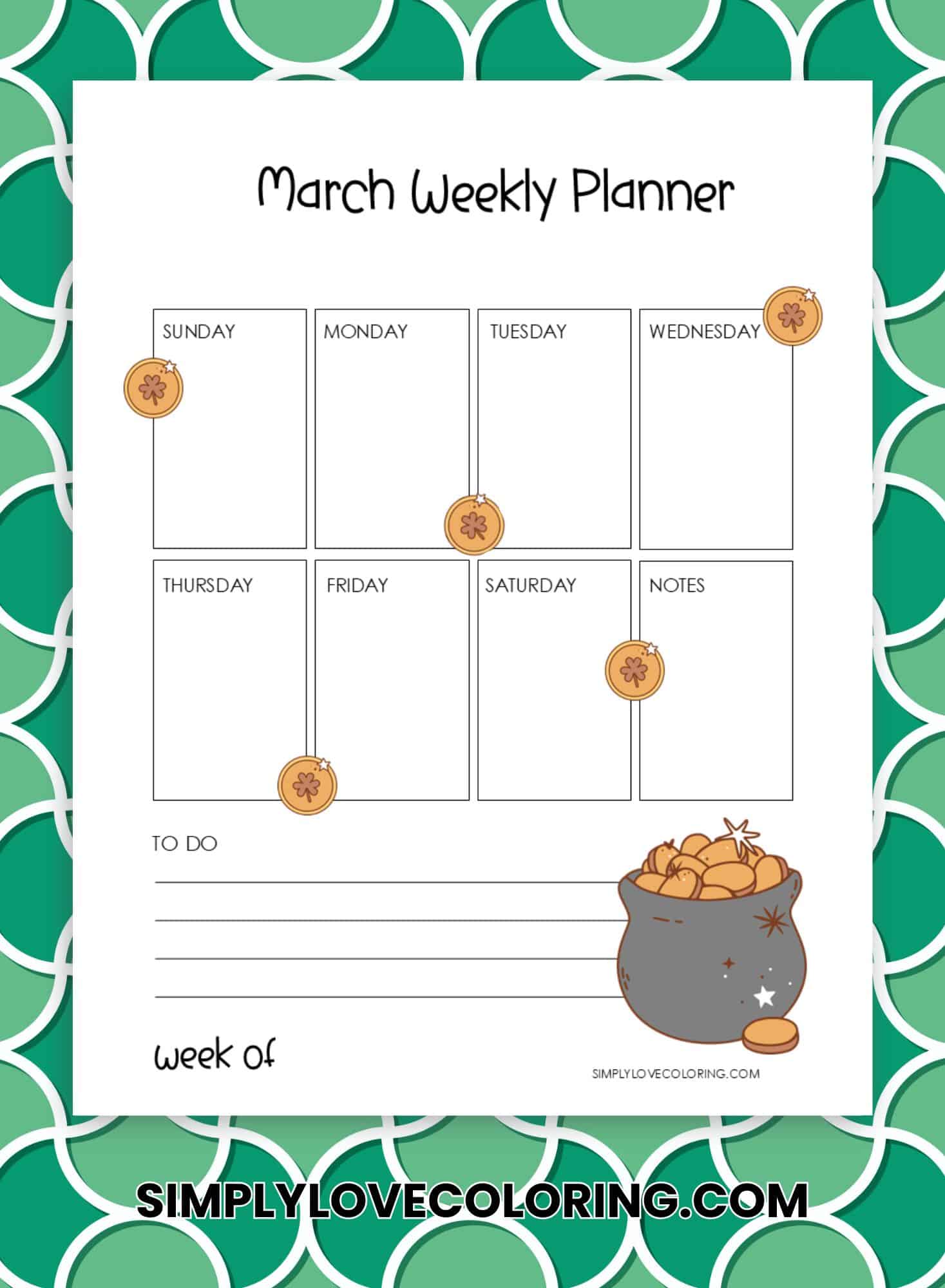 March Planner Printables (Free PDF Downloads) - Simply Love Coloring