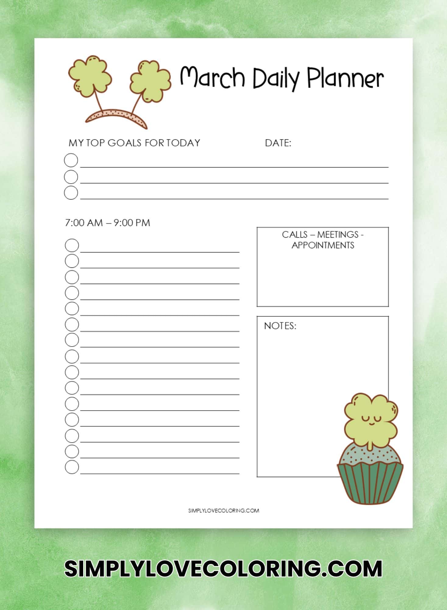March Planner Printables (Free PDF Downloads) - Simply Love Coloring