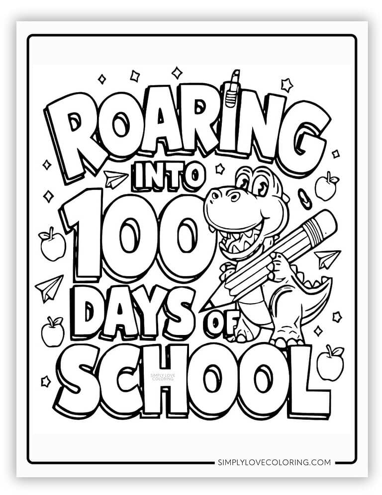 100th Day of School Coloring Pages (Free PDF Printables) - Simply Love ...