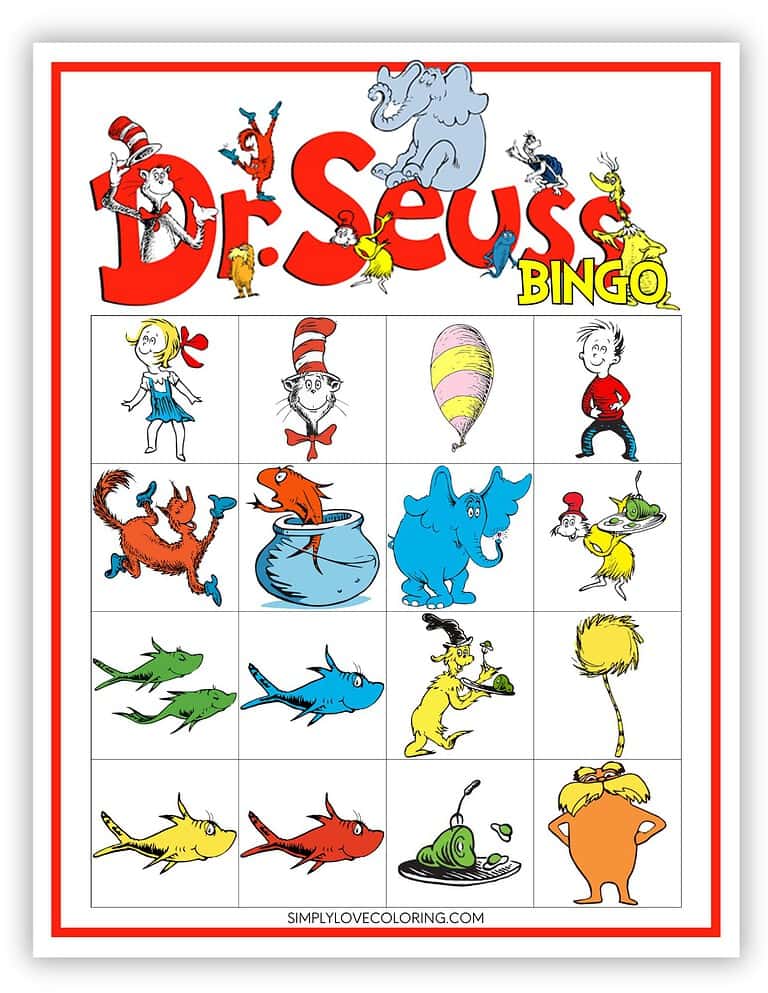 Dr. Seuss Bingo Printables (Free PDF Downloads) - Simply Love Coloring