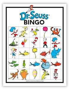 Dr. Seuss Bingo Printables (Free PDF Downloads) - Simply Love Coloring