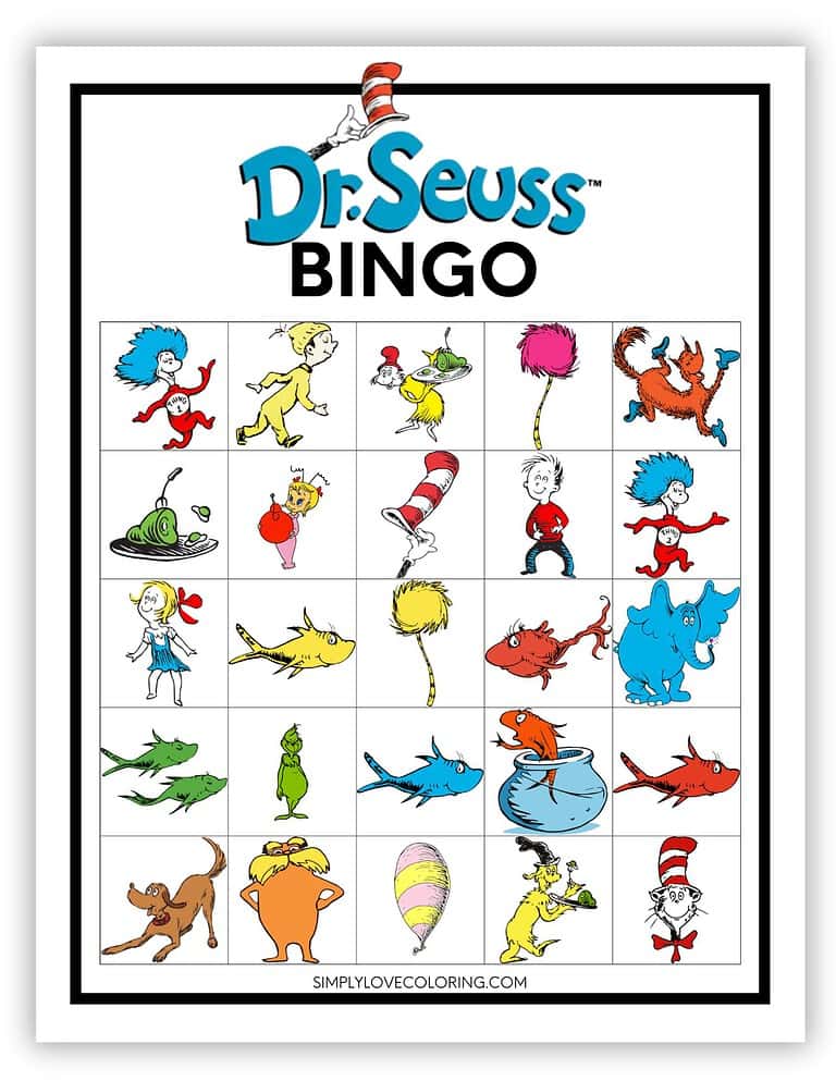 Dr. Seuss Bingo Printables (Free PDF Downloads) - Simply Love Coloring