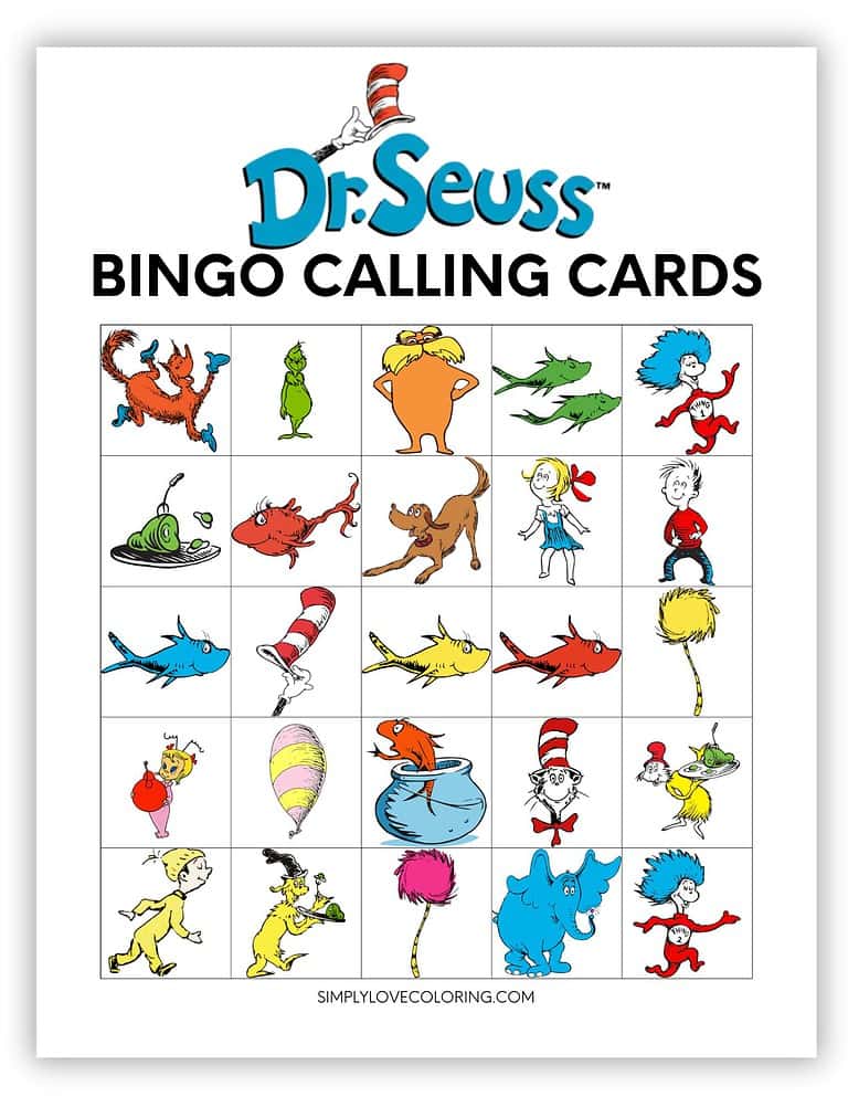 Dr. Seuss Bingo Printables (Free PDF Downloads) - Simply Love Coloring