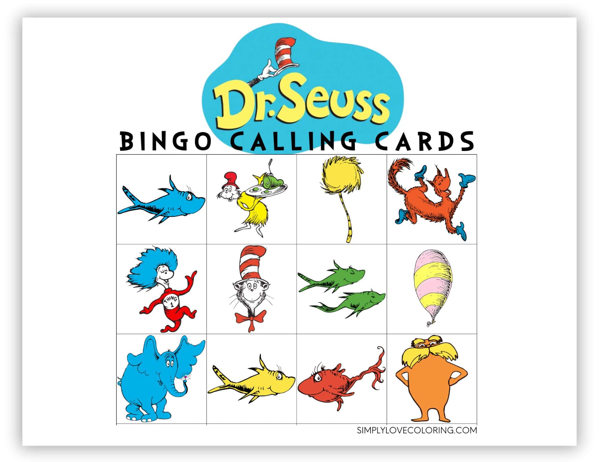 Dr. Seuss Bingo Printables (Free PDF Downloads) - Simply Love Coloring