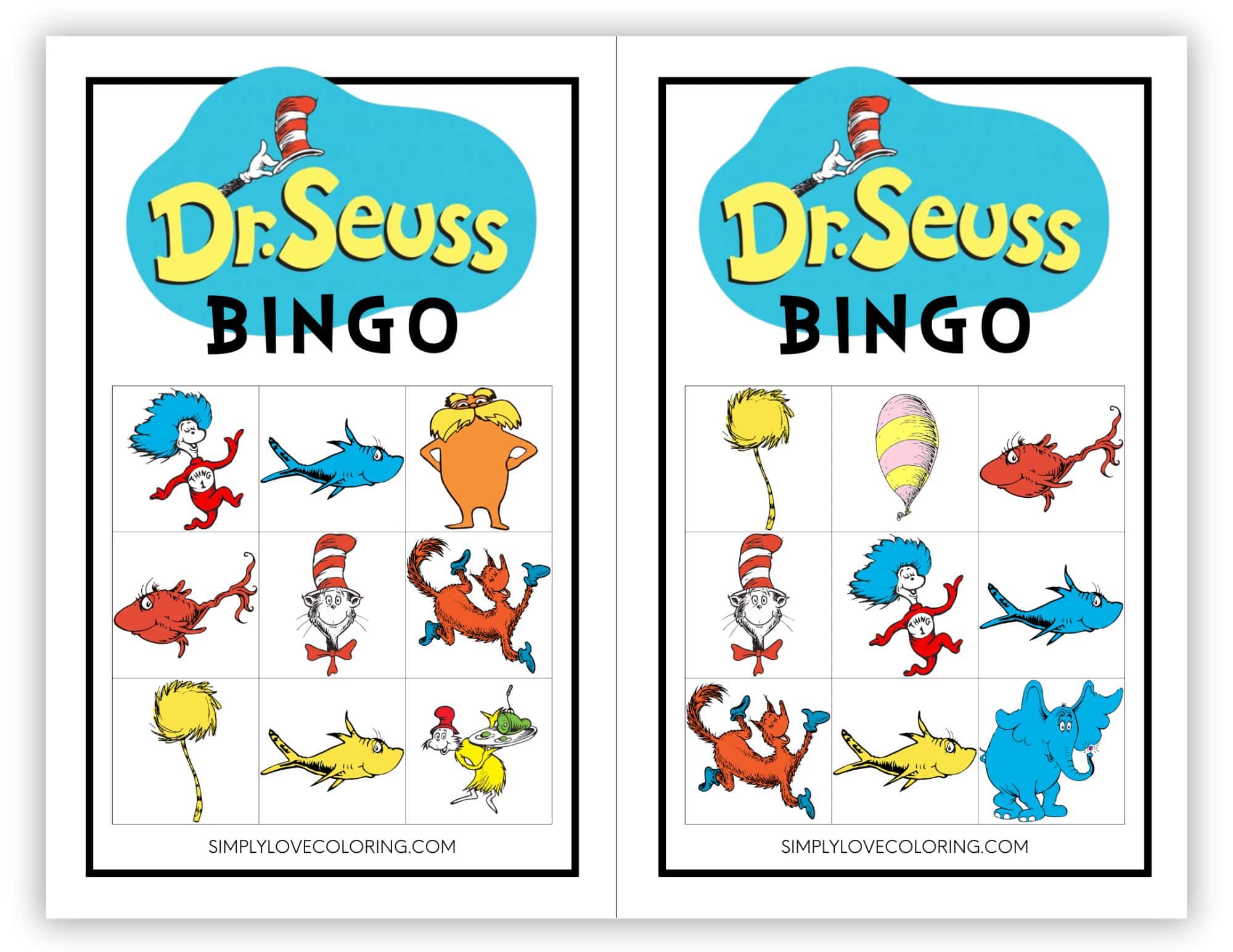 Dr. Seuss Bingo Printables (Free PDF Downloads) - Simply Love Coloring