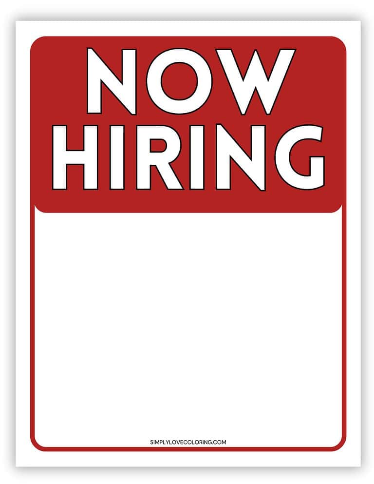 Now Hiring Sign Printable (Free PDF Downloads) - Simply Love Coloring