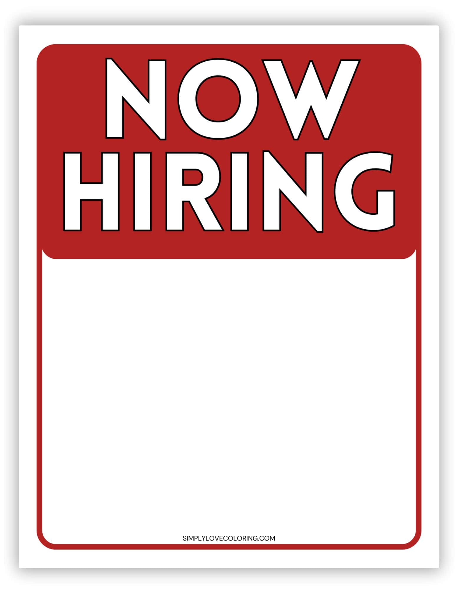 Now Hiring Sign Printable (Free PDF Downloads) - Simply Love Coloring