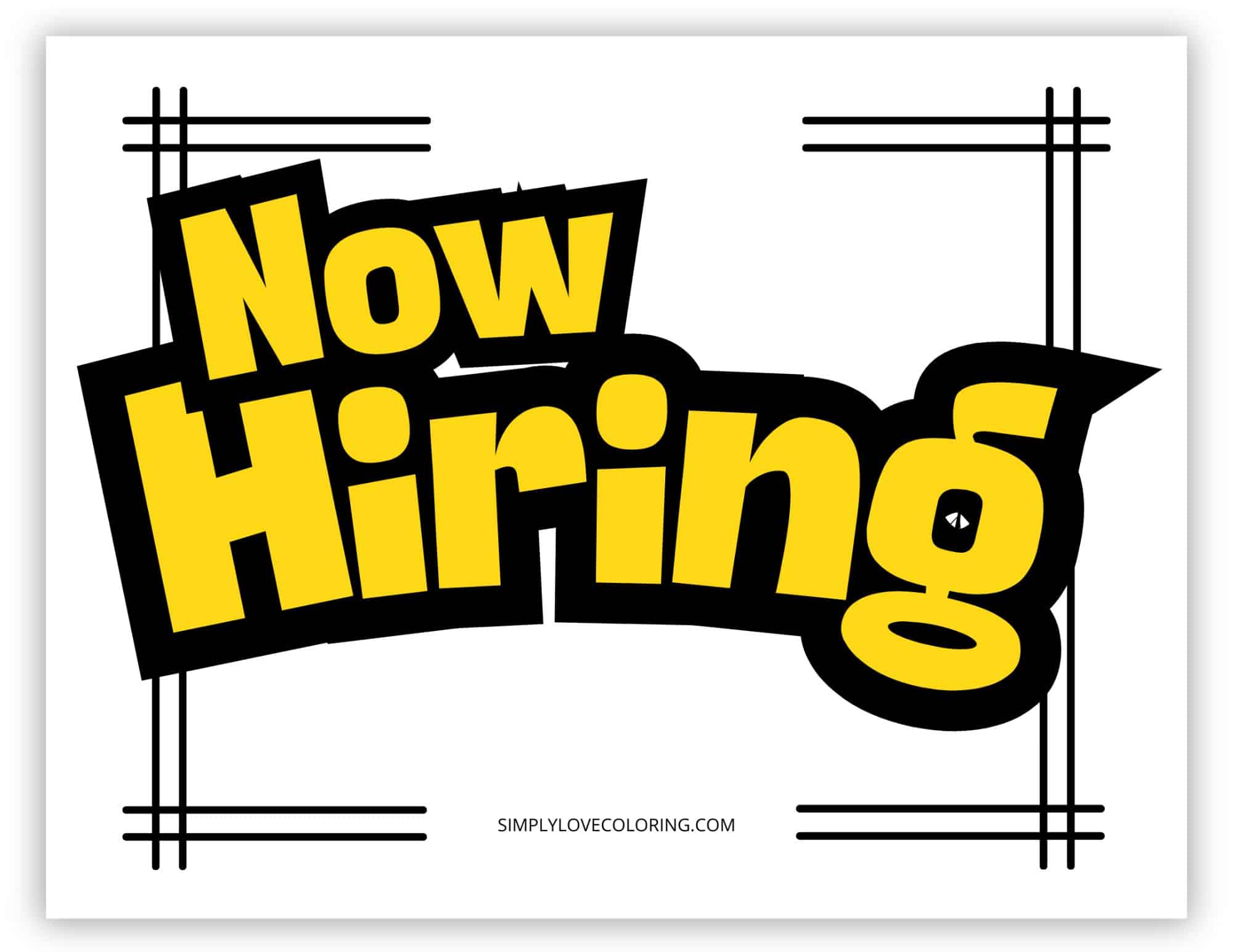 Now Hiring Sign Printable (Free PDF Downloads) - Simply Love Coloring