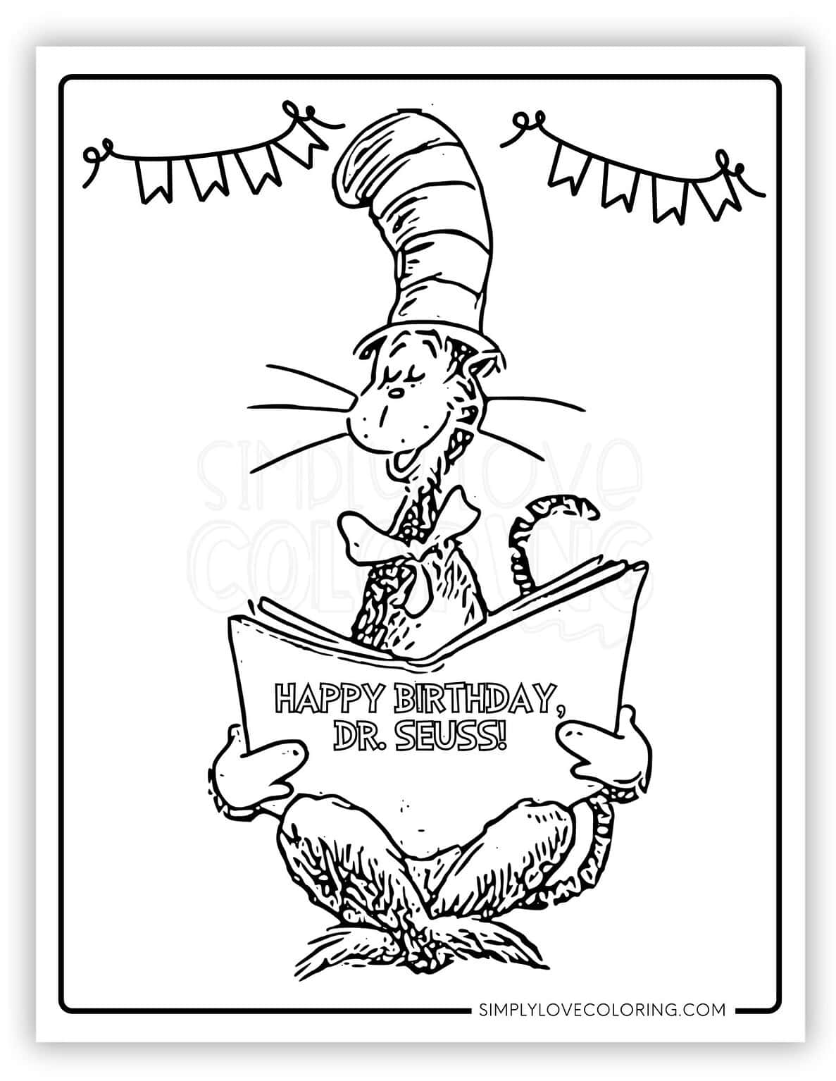 Happy Birthday Dr. Seuss Coloring Pages (Free PDF Printables) - Simply ...