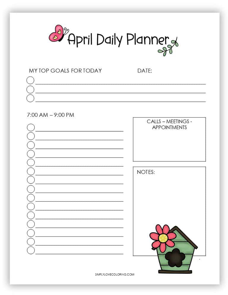 April Planner Printables (Free PDF Download) - Simply Love Coloring
