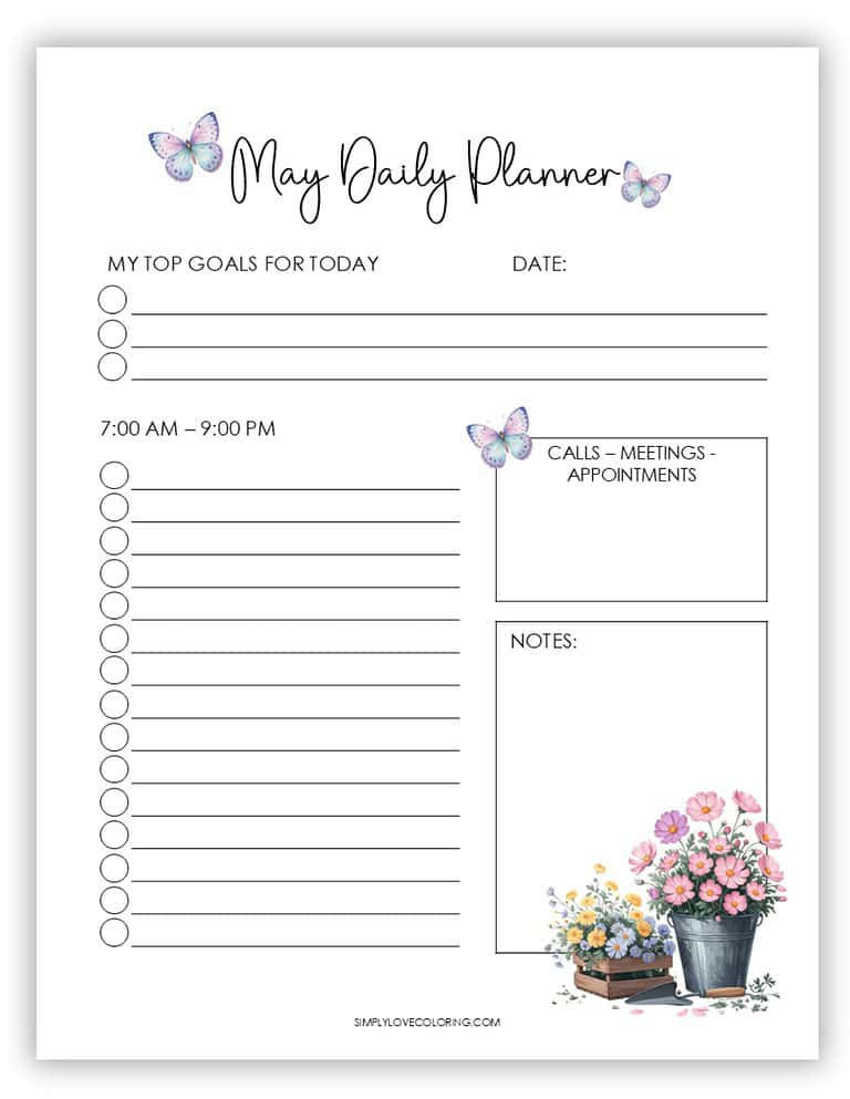May Planner Printables (Free PDF Downloads) - Simply Love Coloring