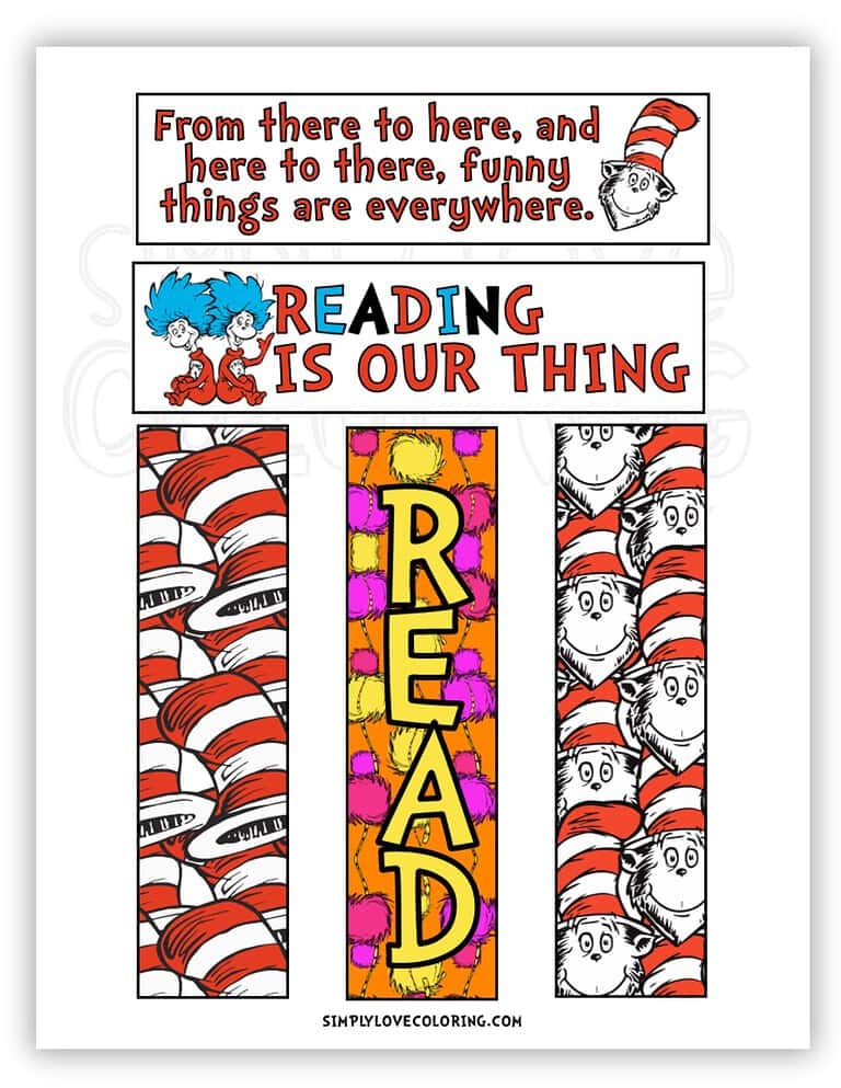 Dr. Seuss Bookmark Printables (Free PDF Downloads) - Simply Love Coloring