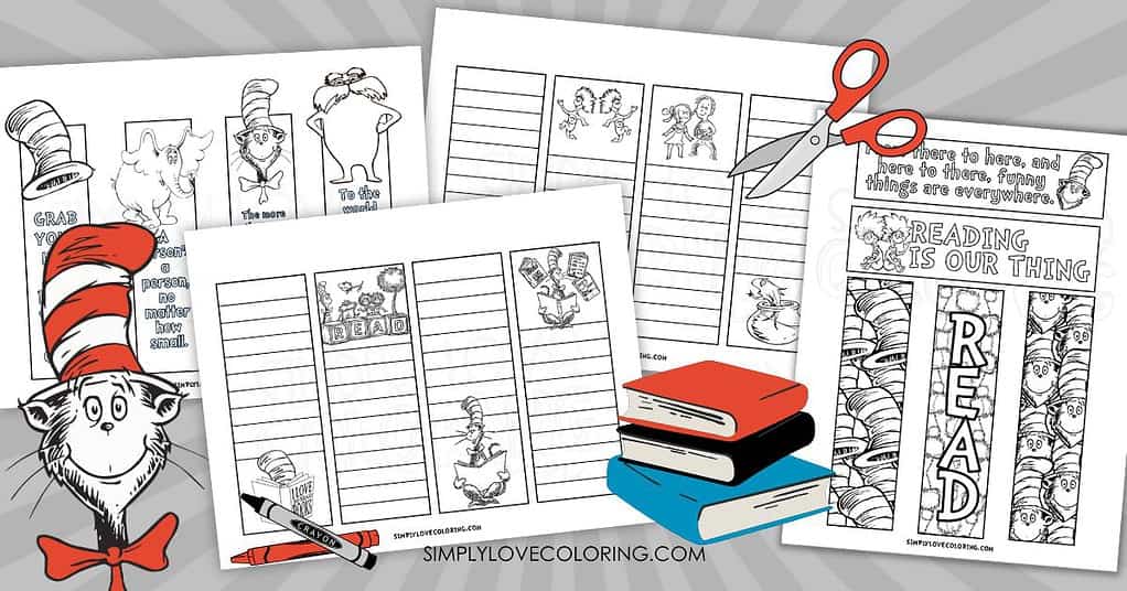 Dr. Seuss Bookmarks to Color (Free PDF Downloads) - Simply Love Coloring