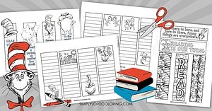 Dr. Seuss Bookmarks to Color (Free PDF Downloads) - Simply Love Coloring