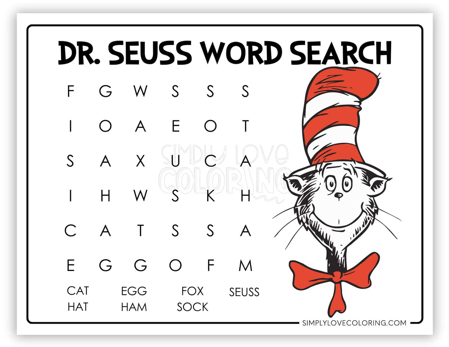 Dr. Seuss Word Search Printables (Free PDF Downloads) - Simply Love ...