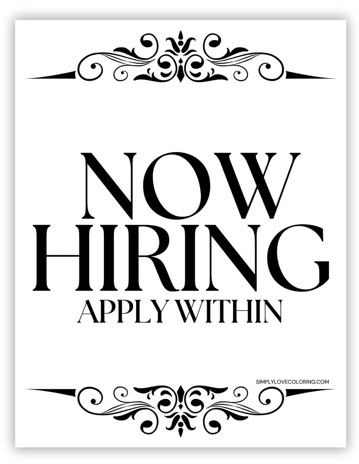 Now Hiring Sign Printable (Free PDF Downloads) - Simply Love Coloring