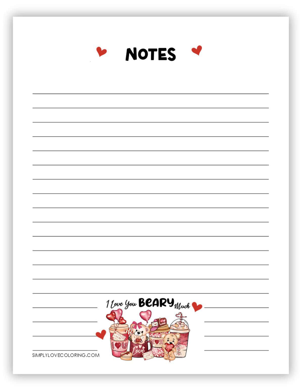 Valentine's Day Printable Note Pages (Free PDF Downloads) - Simply Love ...