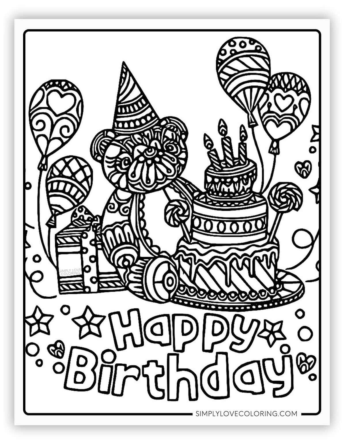 42 Happy Birthday Coloring Pages (Free PDF Printables) - Simply Love ...