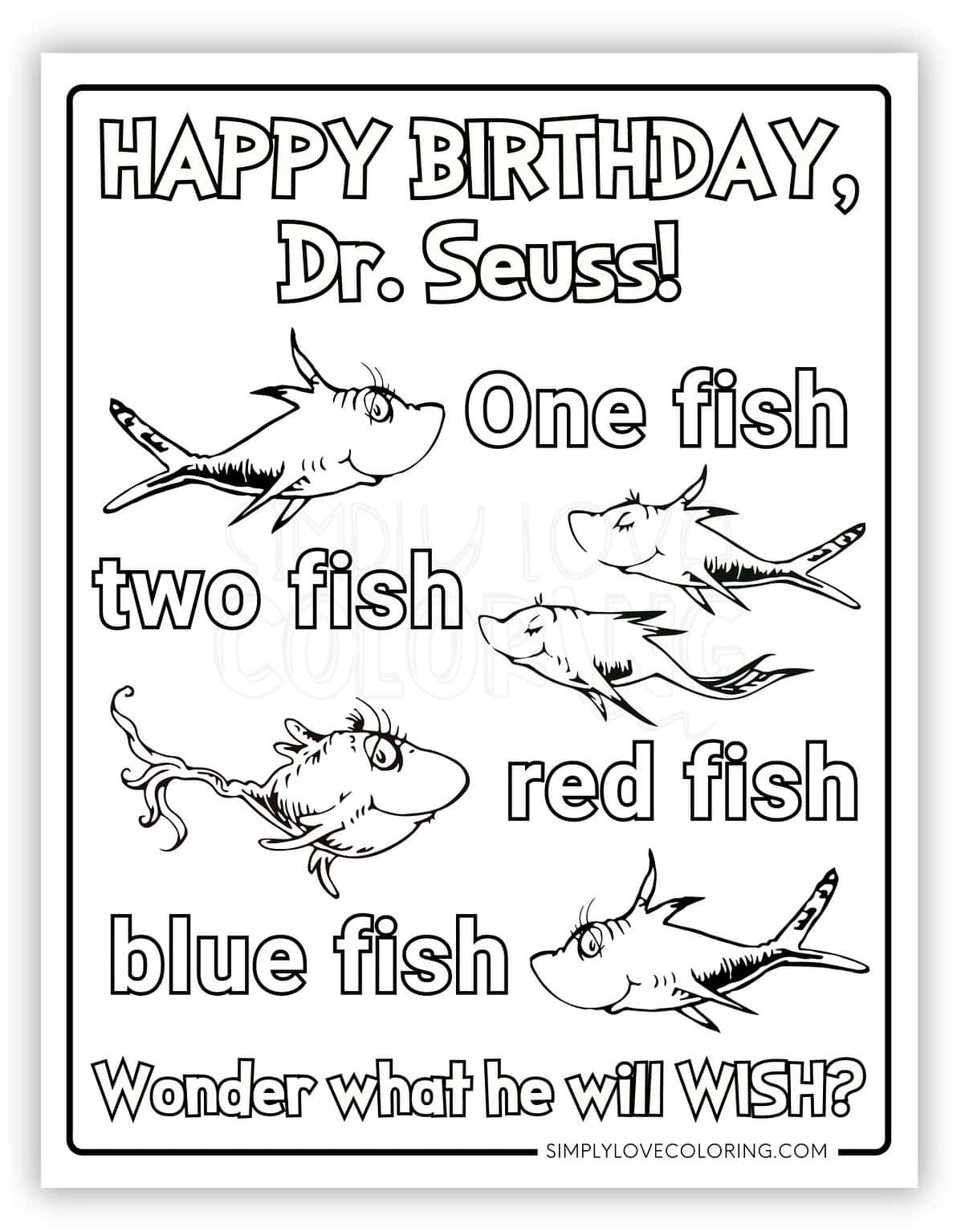 Happy Birthday Dr. Seuss Coloring Pages (Free PDF Printables) - Simply ...