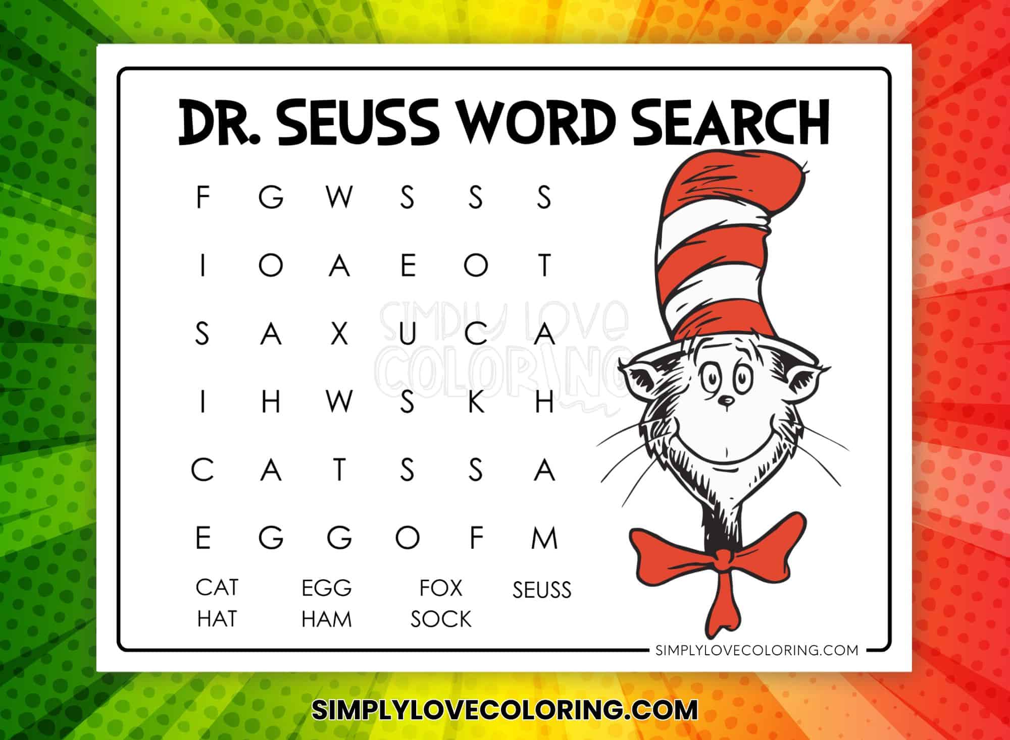 Dr. Seuss Word Search Printables (Free PDF Downloads) - Simply Love ...