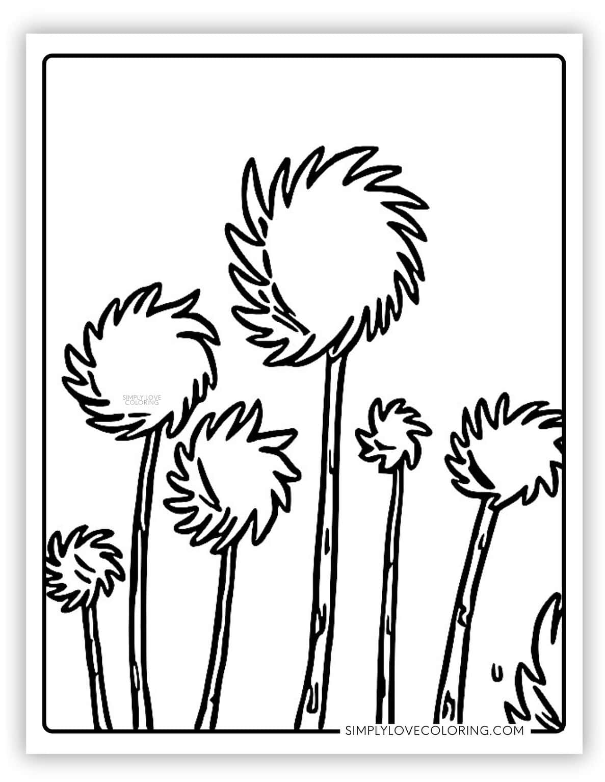 Lorax Truffula Tree Trees Seuss Dr Printable Coloring Template Pages ...