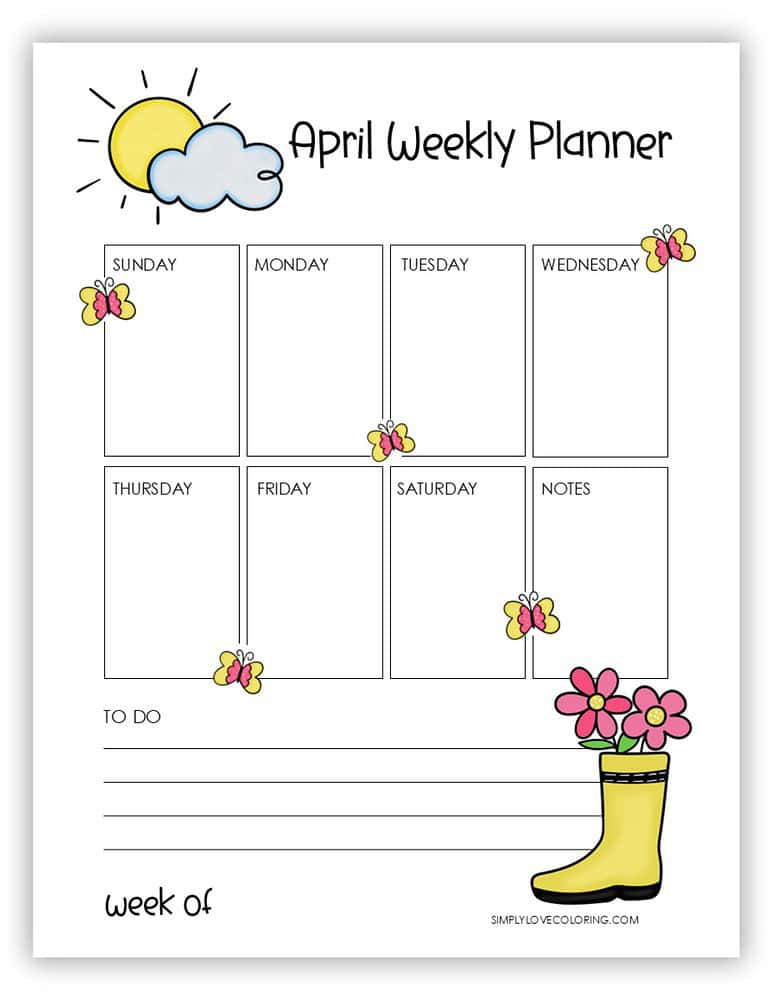 April Planner Printables (Free PDF Download) - Simply Love Coloring