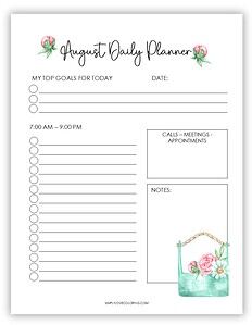 August Planner Printables (Free PDF Download) - Simply Love Coloring