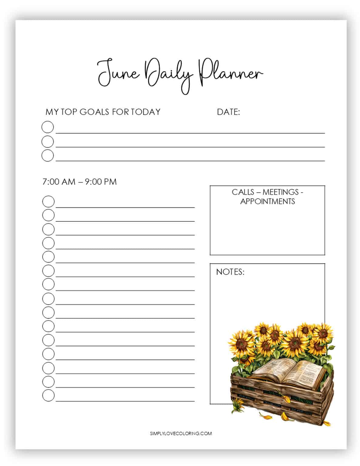 June Planner Printables (Free PDF Downloads) - Simply Love Coloring