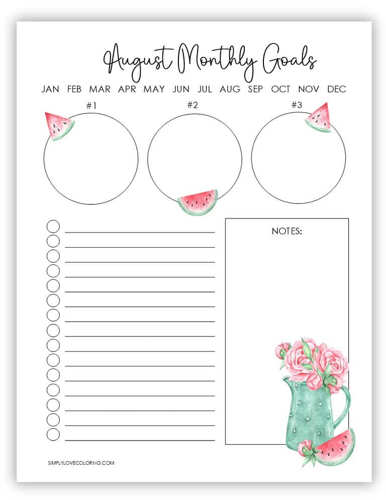 August Planner Printables (Free PDF Download) - Simply Love Coloring