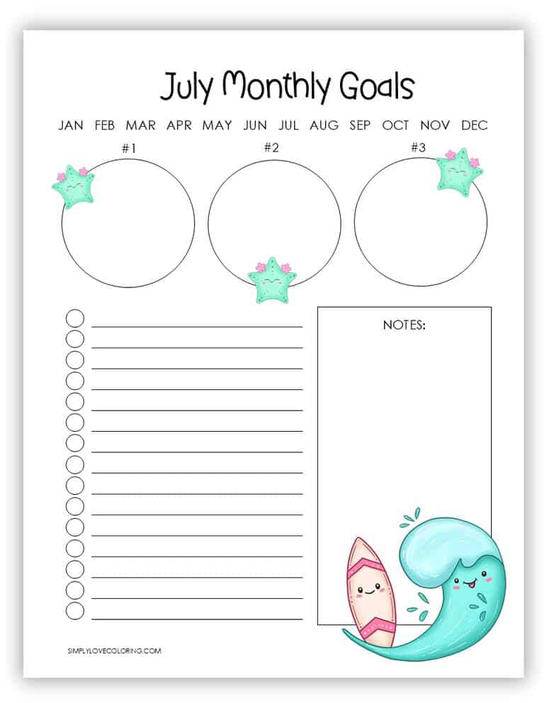 July Planner Printables (Free PDF Downloads) - Simply Love Coloring