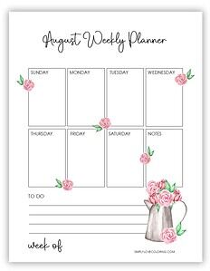 August Planner Printables (Free PDF Download) - Simply Love Coloring