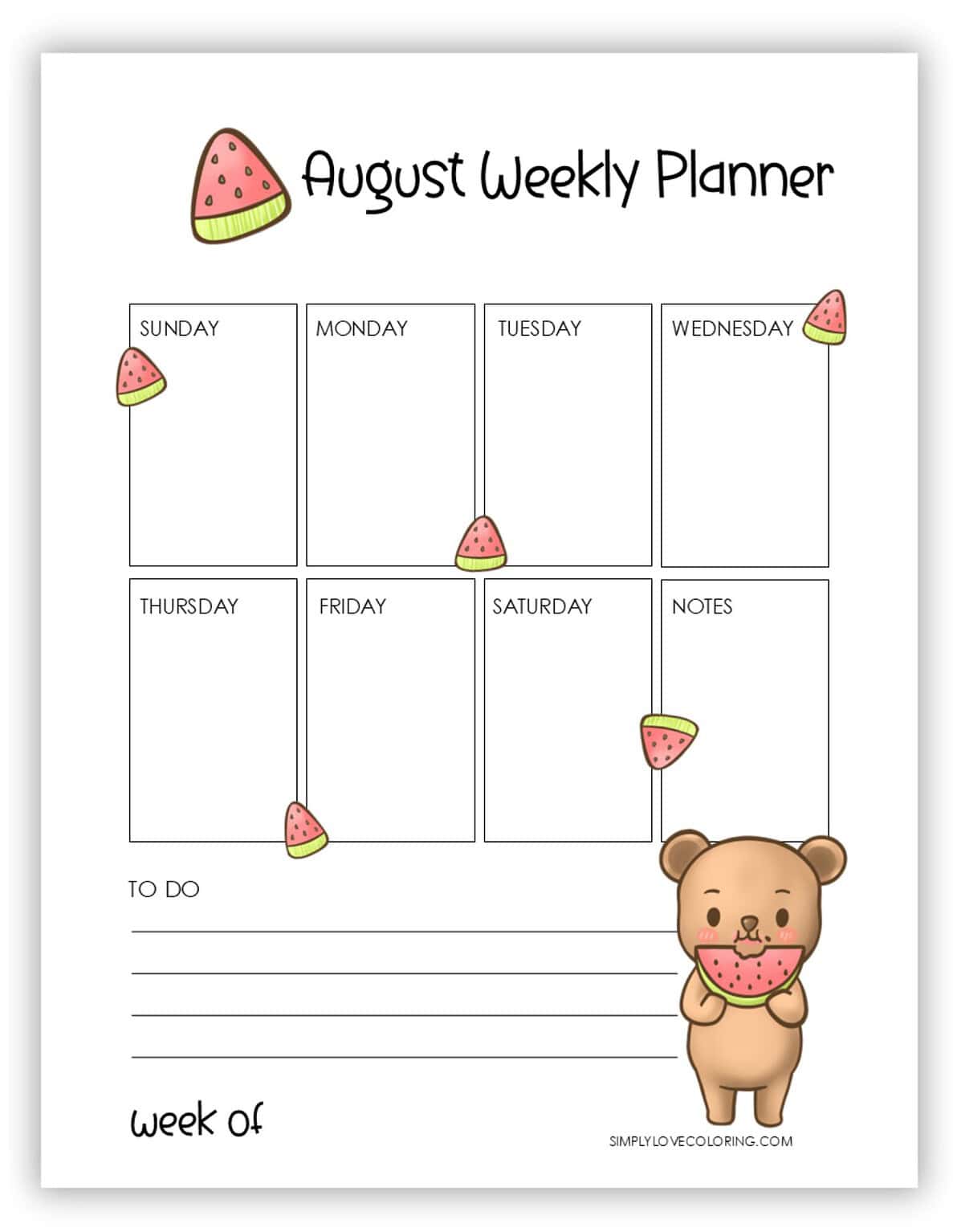 August Planner Printables (Free PDF Download) - Simply Love Coloring