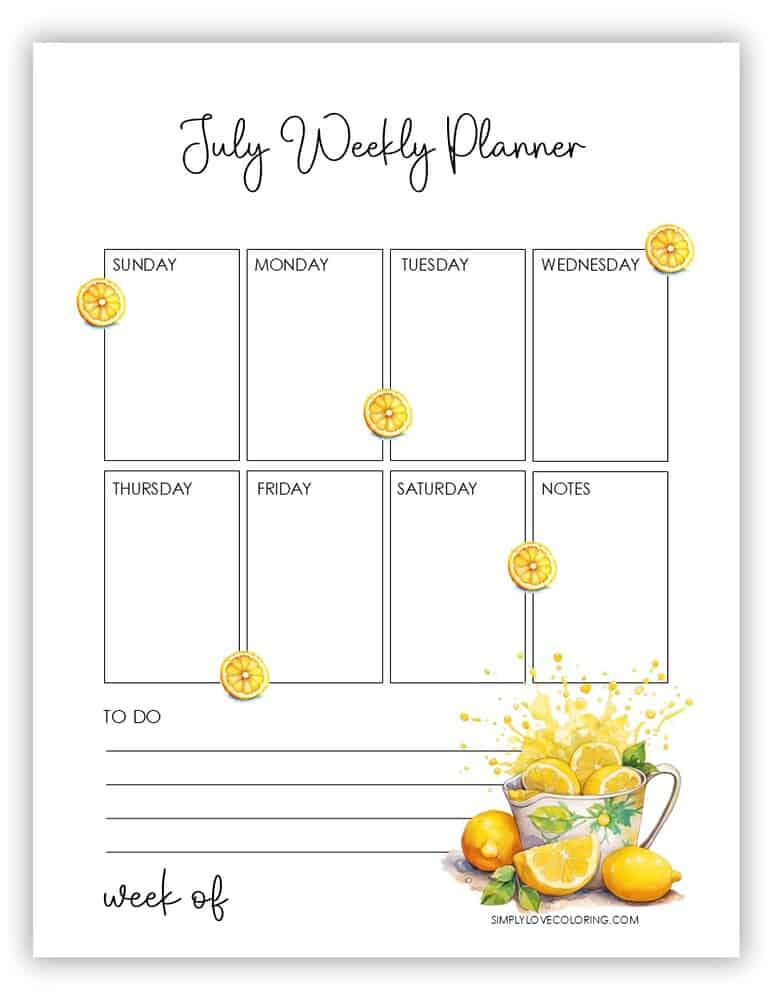 July Planner Printables (Free PDF Downloads) - Simply Love Coloring