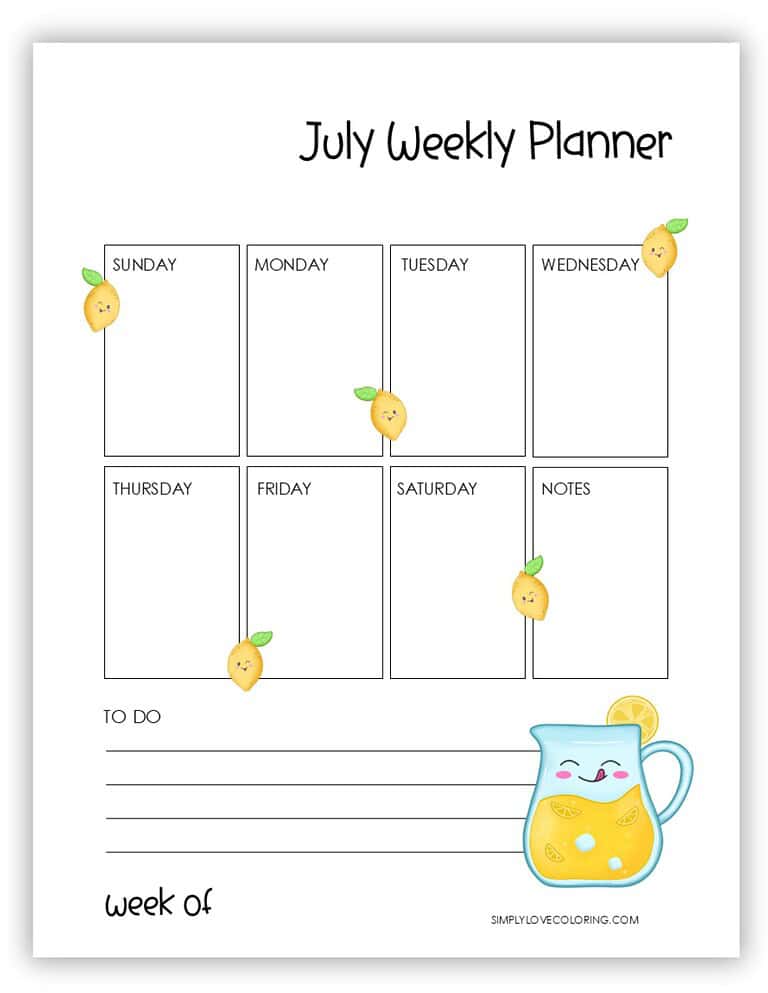 July Planner Printables (Free PDF Downloads) - Simply Love Coloring