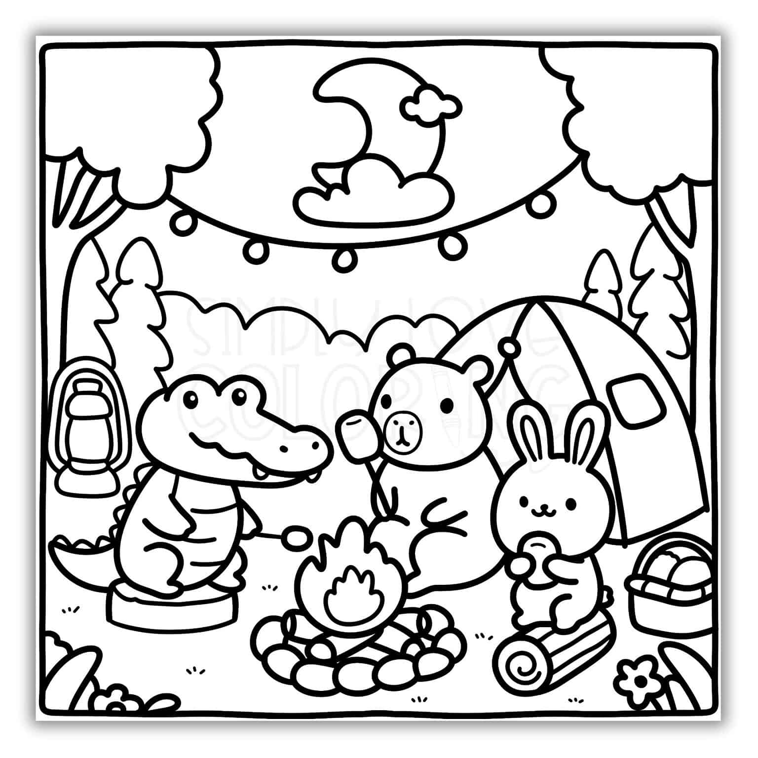 Cozy Capybara and Friends Coloring Pages (Free PDF Printables) - Simply ...