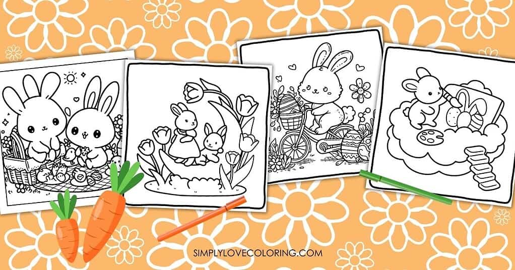Cute Easter Bunny Coloring Pages (Free PDF Printables) - Simply Love ...