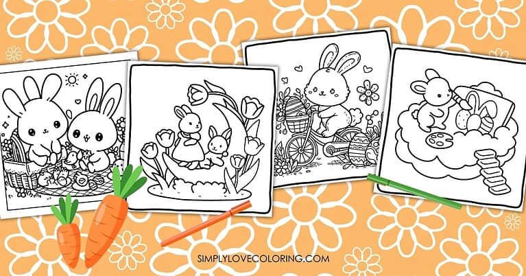 Cute Easter Bunny Coloring Pages (Free PDF Printables) - Simply Love ...