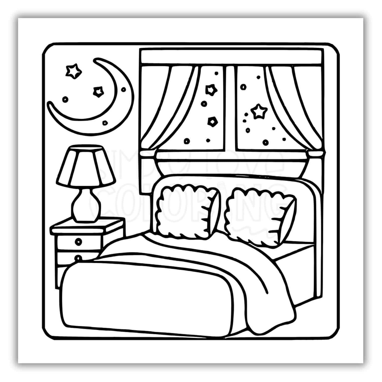 Cozy Bedroom Coloring Pages (Free PDF Printables) - Simply Love Coloring
