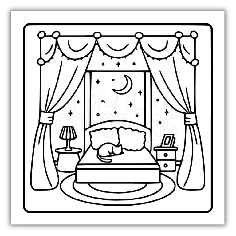 Cozy Bedroom Coloring Pages (Free PDF Printables) - Simply Love Coloring