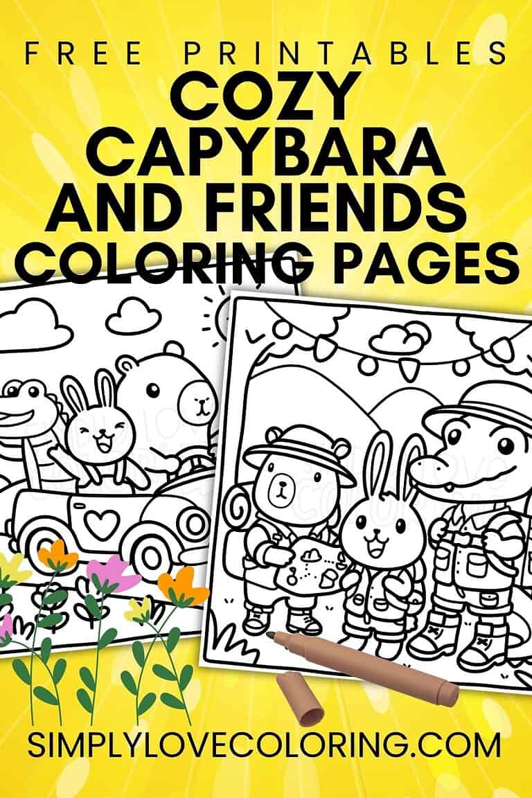 Cozy Capybara and Friends Coloring Pages (Free PDF Printables) - Simply ...