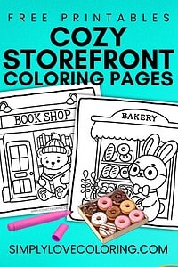 Cozy Storefront Coloring Pages (Free PDF Printables) - Simply Love Coloring