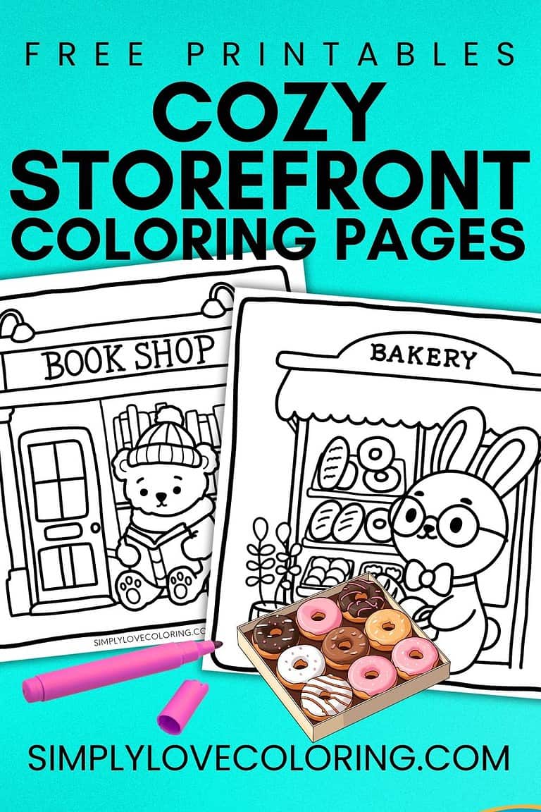 Cozy Storefront Coloring Pages (Free PDF Printables) - Simply Love Coloring