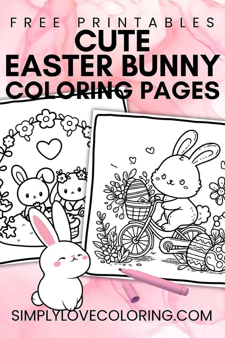 Cute Easter Bunny Coloring Pages (Free PDF Printables) - Simply Love ...