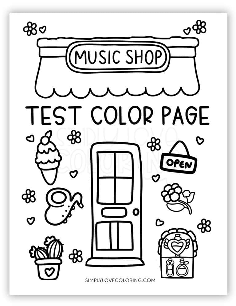 Cozy Storefront Coloring Pages (Free PDF Printables) - Simply Love Coloring