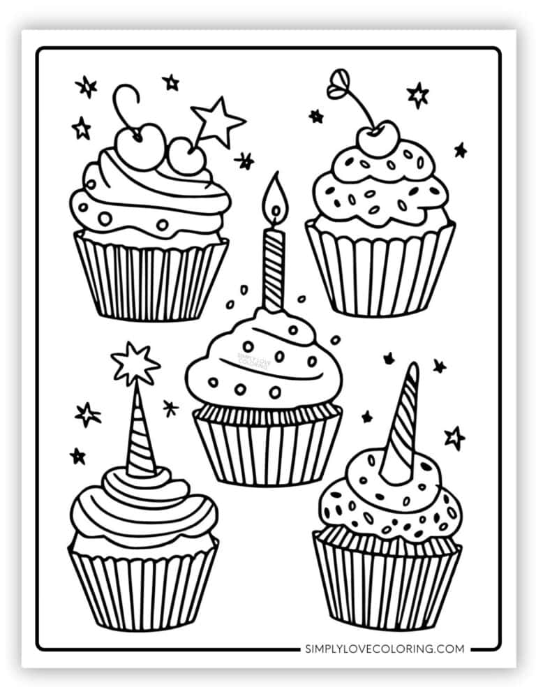 Cupcake Coloring Pages (Free PDF Printables) - Simply Love Coloring