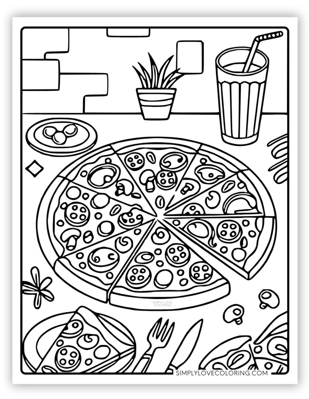 Pizza Coloring Pages (Free PDF Printables) - Simply Love Coloring
